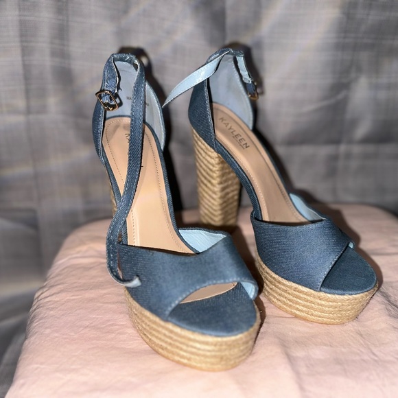 KAYLEEN By Los Angeles | Shoes | Chunk Heel High Heels With Denim ...